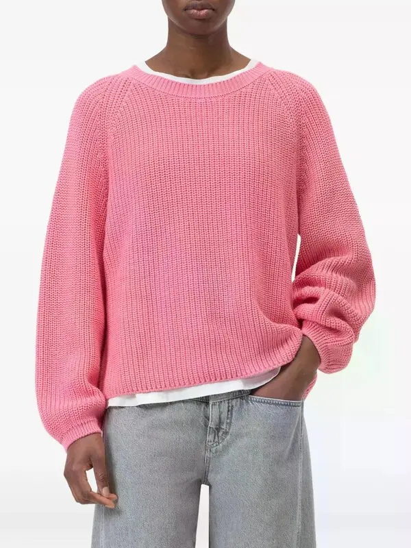 Closed Long Sleeve Crewneck Sweater - Pink