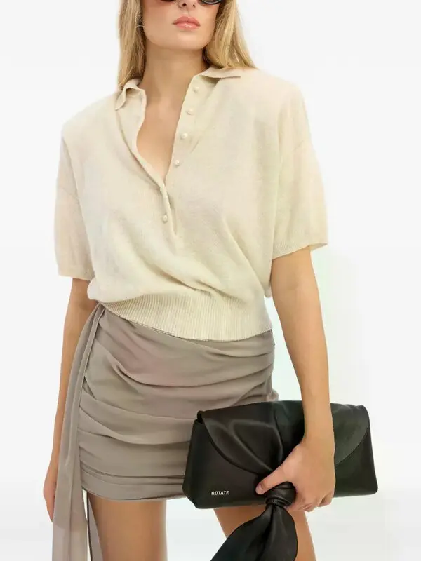 ROTATE BY BIRGER CHRISTENSEN Button-up Polo Top - Neutrals