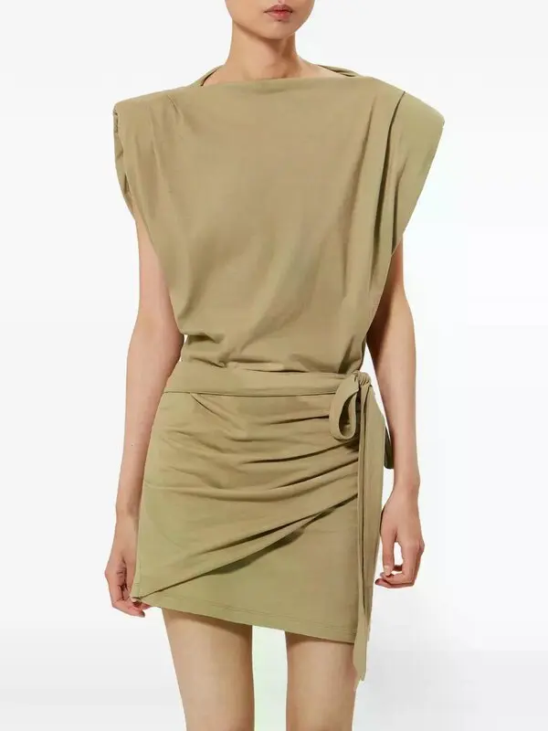Isabel Marant Étoile Marielle Wrap-style Mini Dress With Padded Shoulders - Neutrals