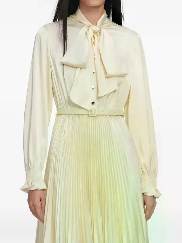 SELF-PORTRAIT Bow-detailed Pleated Midi Dress