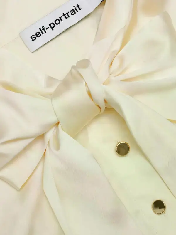 SELF-PORTRAIT Bow-detailed Pleated Midi Dress