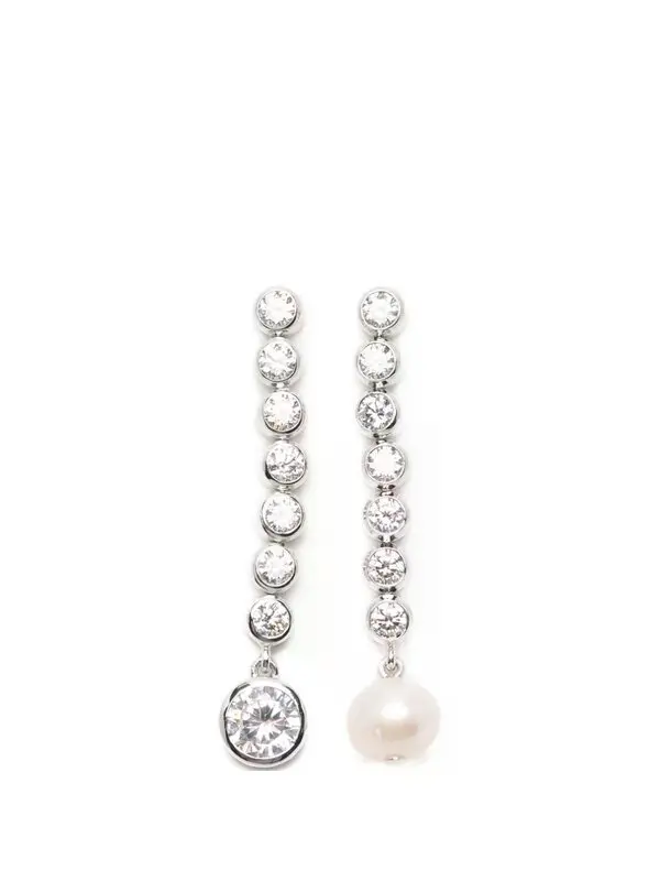 Completedworks Zirconia And Pearl Earrings - Silver