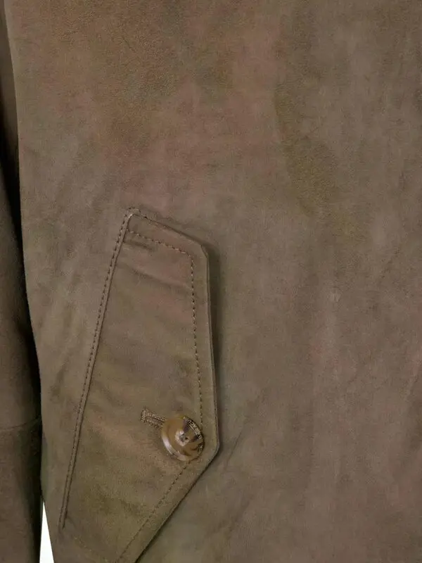 BARACUTA Suede Bomber Jacket - Green