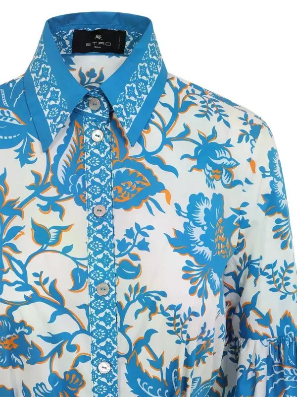 Etro Floral-detail Bell-sleeve Mini Dress