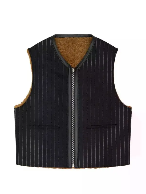 DENIM TEARS Reversible Pinstripe Shearling Vest