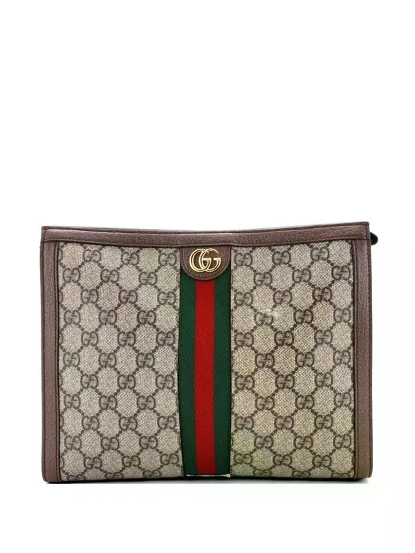 Gucci Ophidia Gg Coated Canvas Medium Clutch