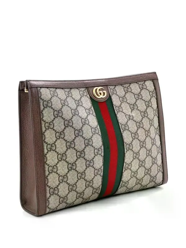 Gucci Ophidia Gg Coated Canvas Medium Clutch