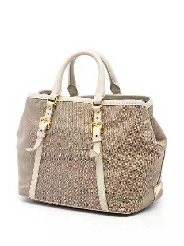 Prada Canvas Canapa Logo Bow Satchel - Brown