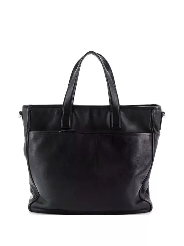 Prada Convertible Front Pocket Briefcase Leather Medium Tote Bag