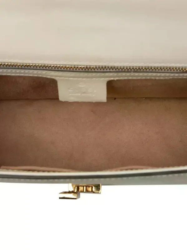 Gucci Small Leather Sylvie Web Satchel - White