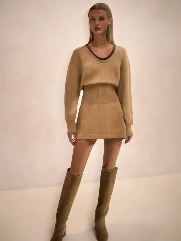 Alexis Colby Mini Dress - Tan/ Brown