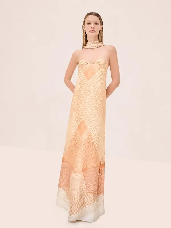 Alexis Dianne Strapless Maxi Dress - Melon