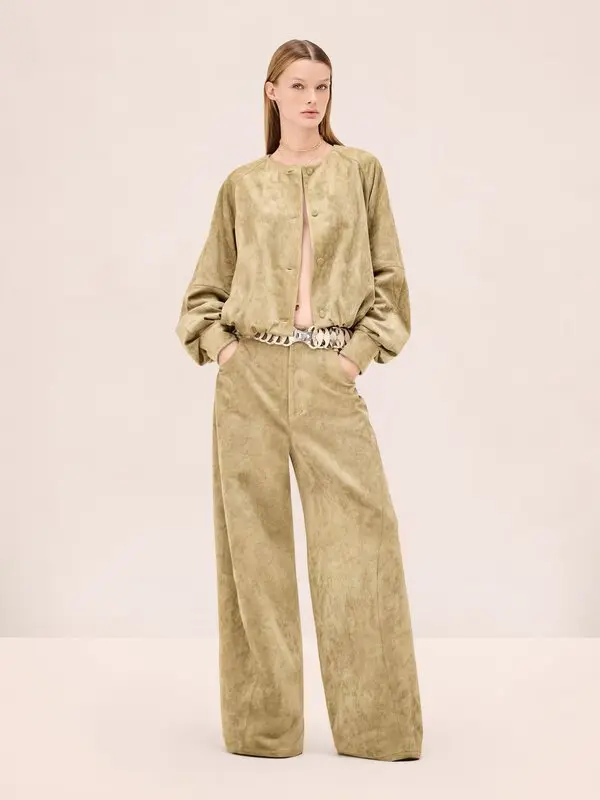 Alexis Cruz Jacket In Suede - Olive