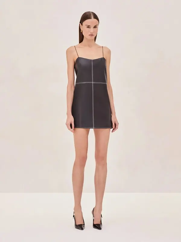 Alexis Amery Vegan Leather Mini Dress - Black