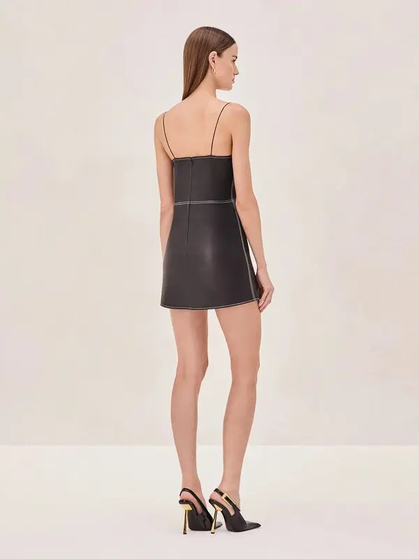 Alexis Amery Vegan Leather Mini Dress - Black