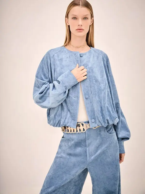 Alexis Cruz Cropped Bomber Jacket - Azure