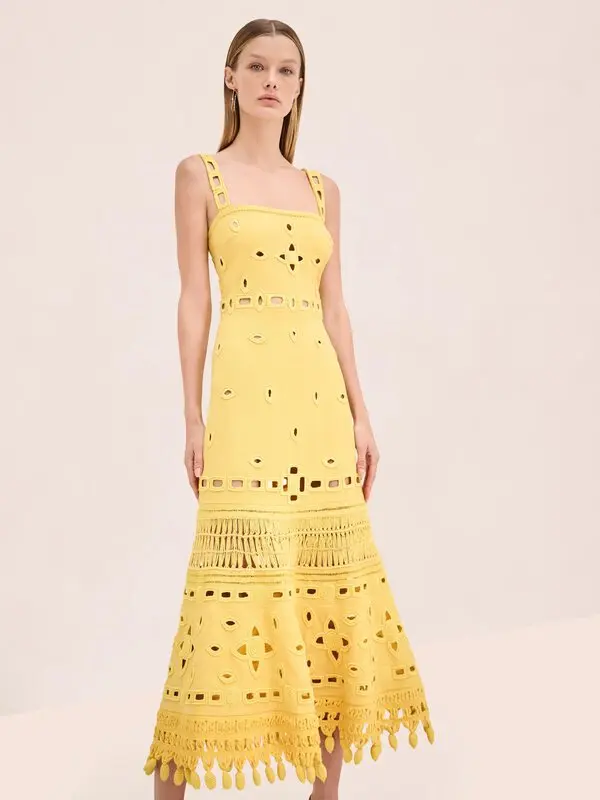 Alexis Evelyn Midi Dress - Saffron