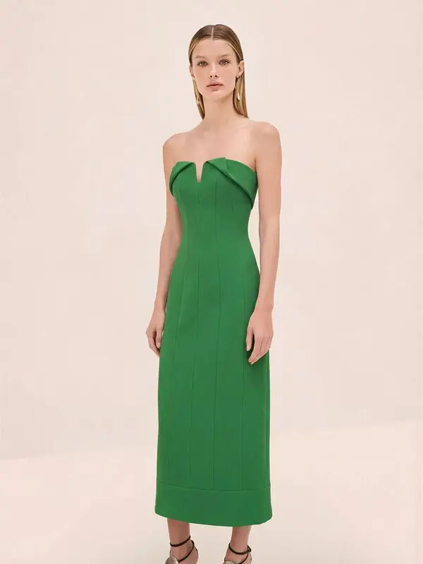 Alexis Donella Strapless Midi Dress - Emerald