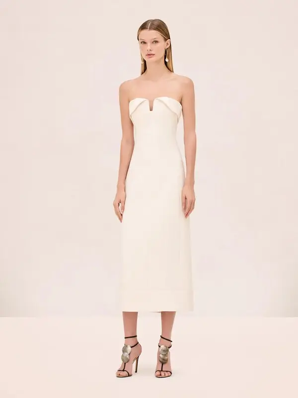 Alexis Donella Strapless Midi Dress - Ivory