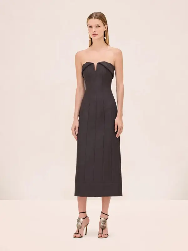 Alexis Donella Strapless Midi Dress - Black