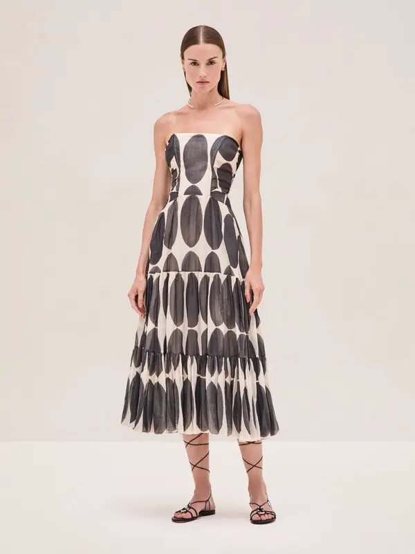 Alexis Dawne Printed Strapless Midi Dress