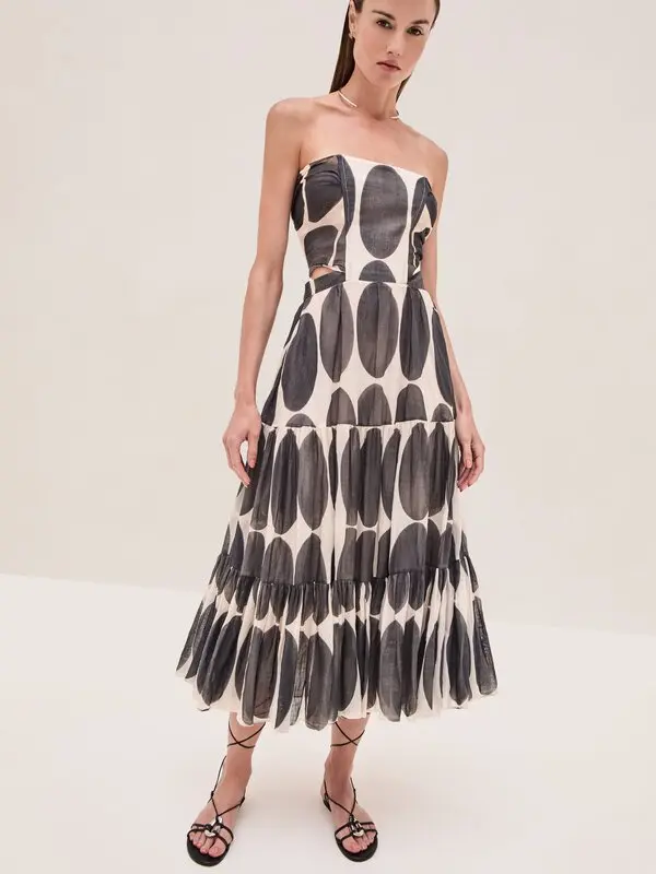 Alexis Dawne Printed Strapless Midi Dress