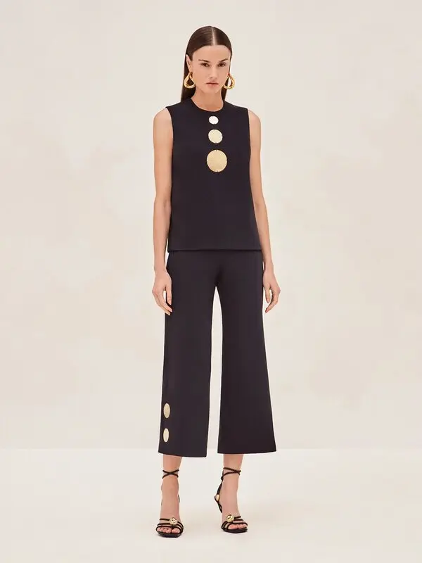 Alexis Amell Top With Gold-tone Coin Embellishments