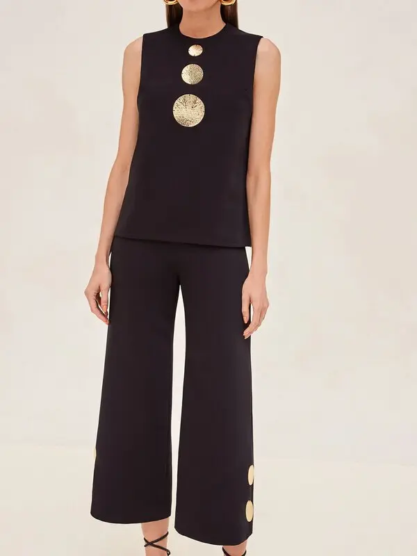 Alexis Amell Top With Gold-tone Coin Embellishments