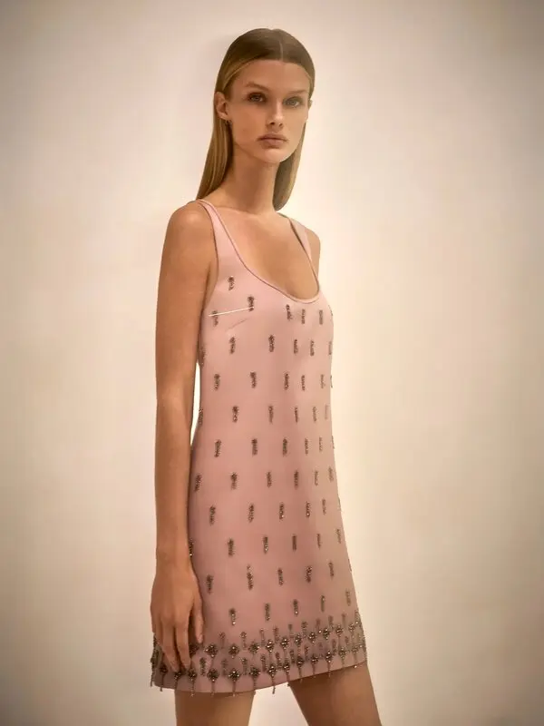 Alexis Delma Mini Dress - Beaded Blush