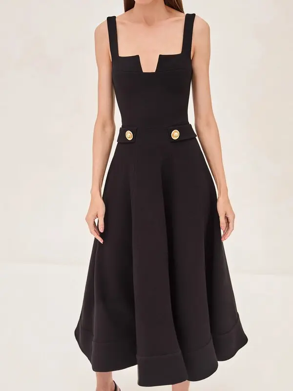 Alexis Fiore Dress With Square Neckline And Button Detail