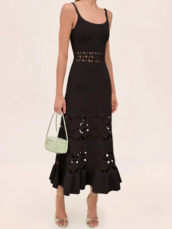 Alexis Elayne Midi Dress - Black