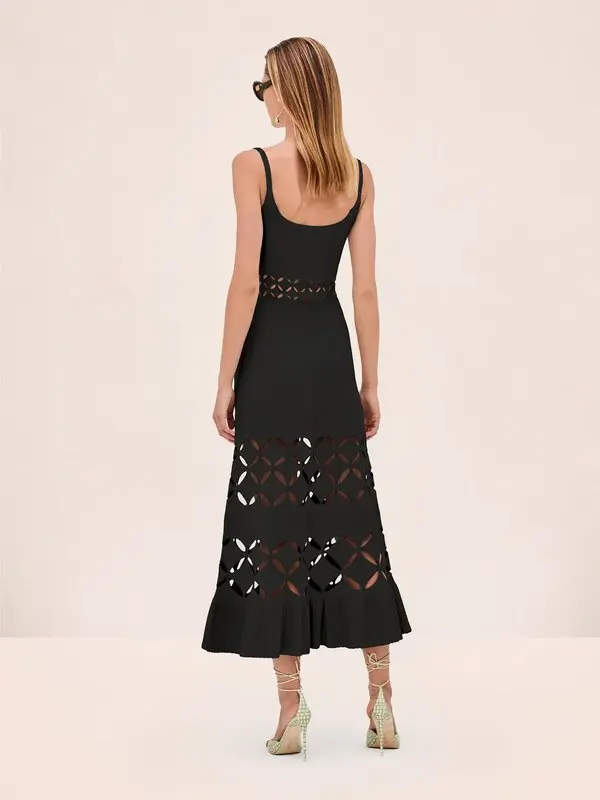 Alexis Elayne Midi Dress - Black