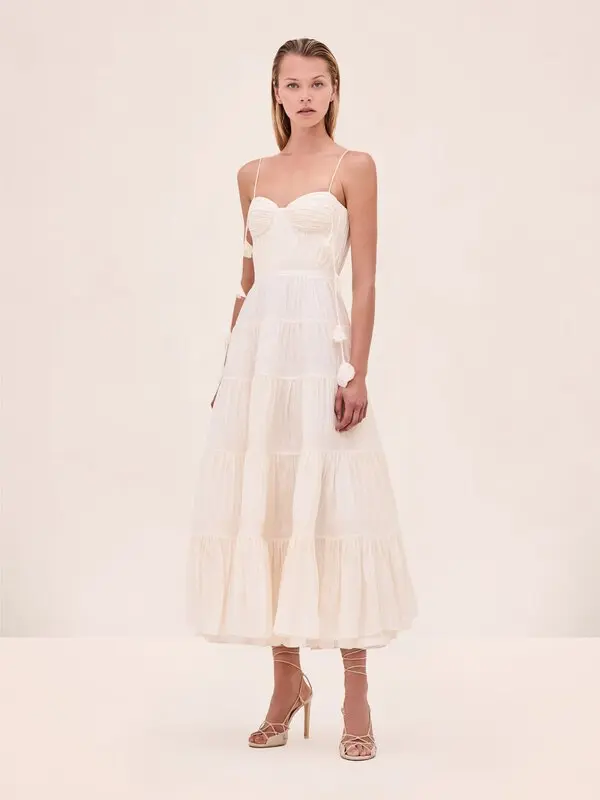 Alexis Gienna Embroidered Corset Midi Dress
