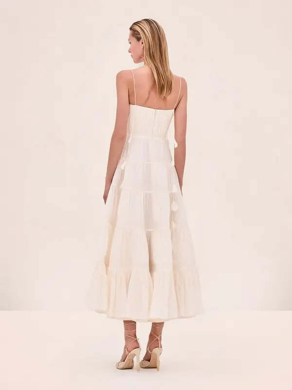 Alexis Gienna Embroidered Corset Midi Dress