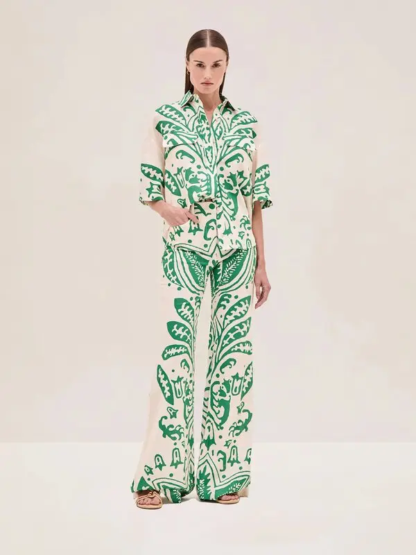 Alexis Farad Printed Top - Emerald Palm