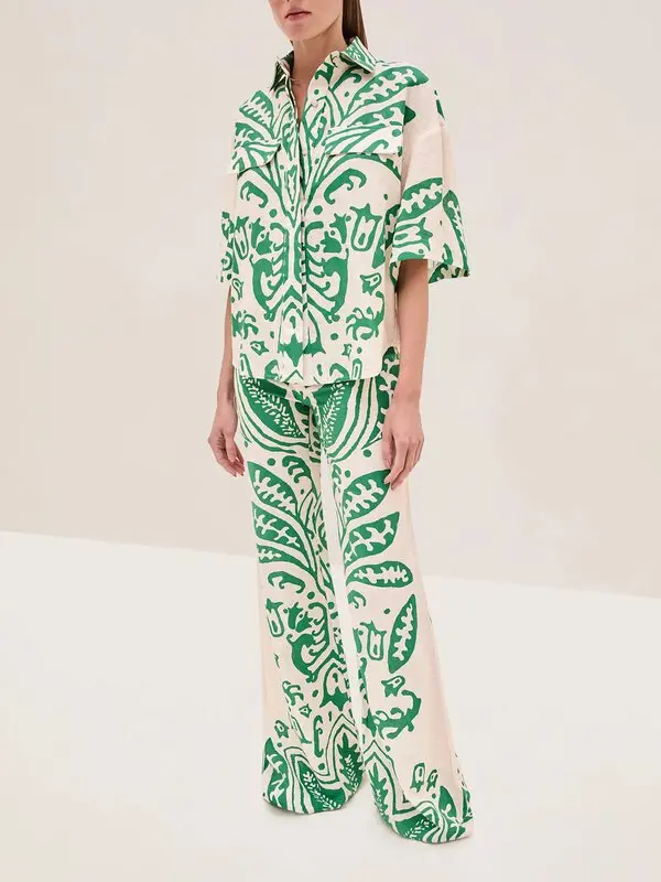 Alexis Farad Printed Top - Emerald Palm