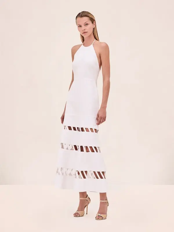 Alexis Janessa Halter Midi Dress - White