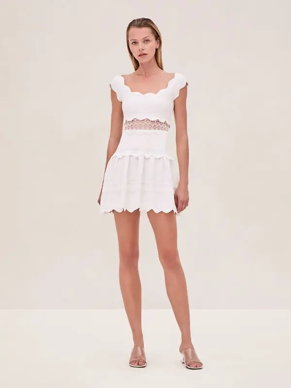 Alexis Hopper Scalloped Trim Knit Mini Dress