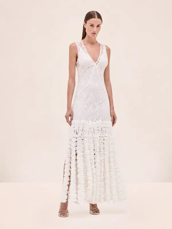 blue lace tea length dress Palm Springs Lace Overlay Maxi Dress Blue main image 1