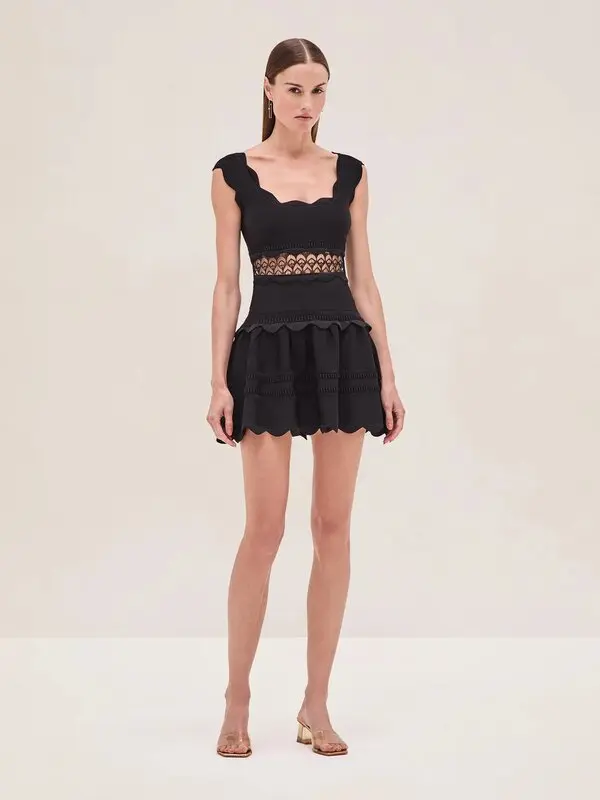 Alexis Hopper Scalloped Trim Knit Mini Dress