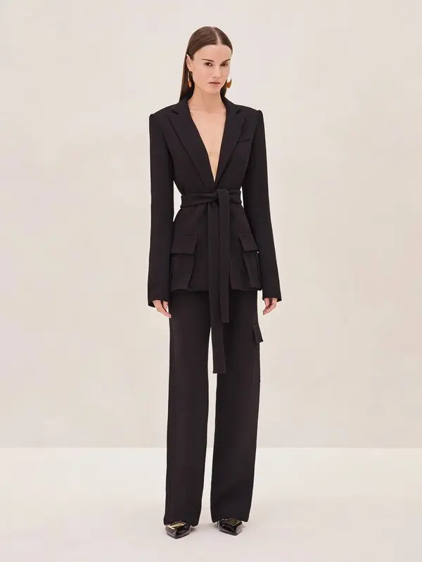 Alexis Justen Wide Leg Cargo Pants - Black