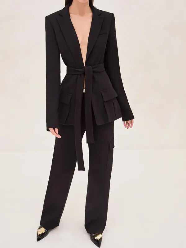 Alexis Justen Wide Leg Cargo Pants - Black