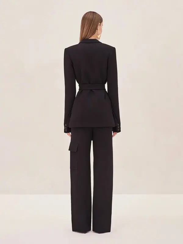 Alexis Justen Wide Leg Cargo Pants - Black