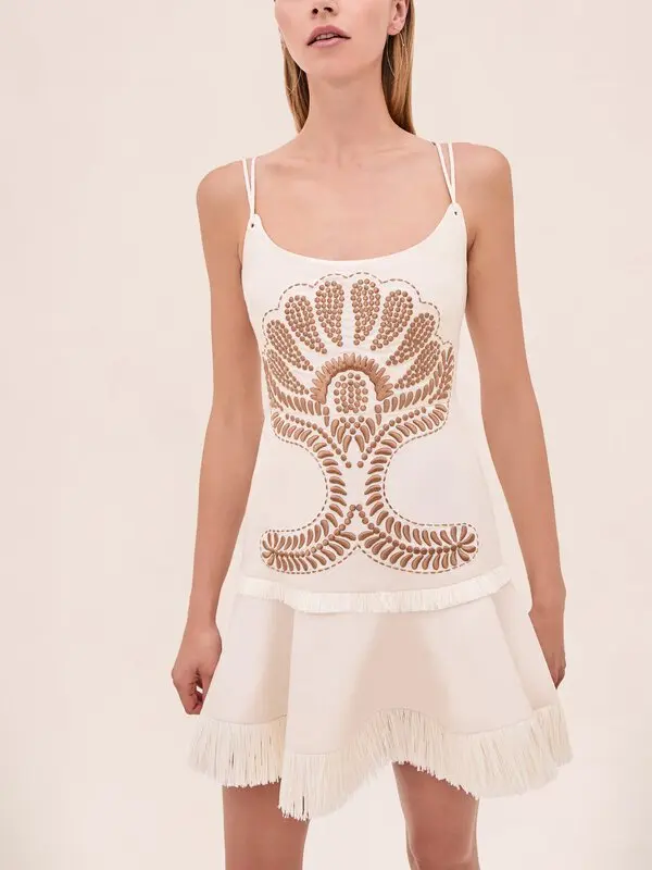 Alexis Kikie Embroidered Mini Dress - Natural