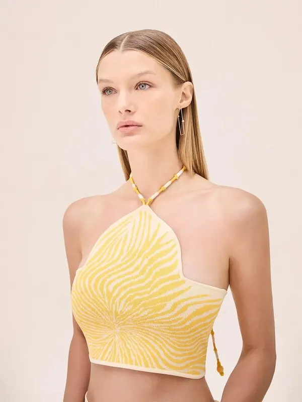 Alexis Gala Halter Top - Yellow Bloom