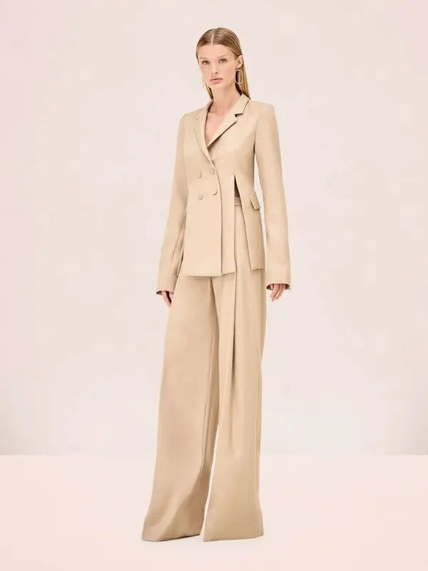 Alexis Jude Wide Leg Trousers - Beige