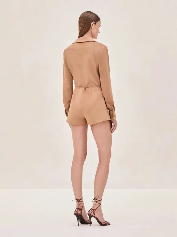 Alexis Archer Romper - Tan