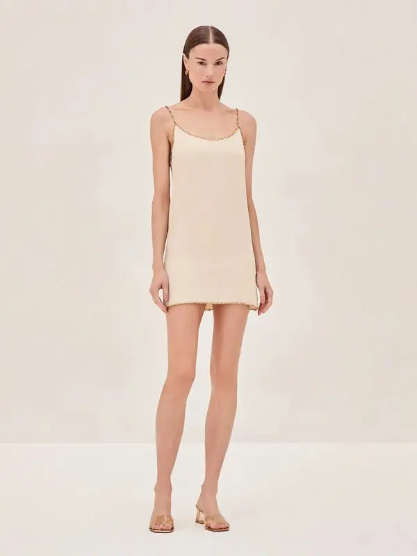 Alexis Madisson Mini Dress With Gold Chain Detailing - Cream