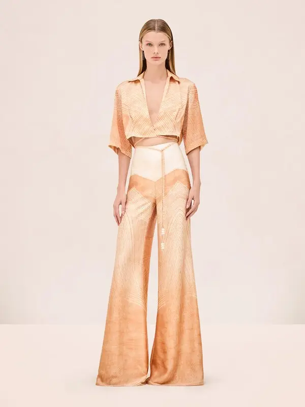 Alexis Liari Cropped Wrap Blouse - Melon