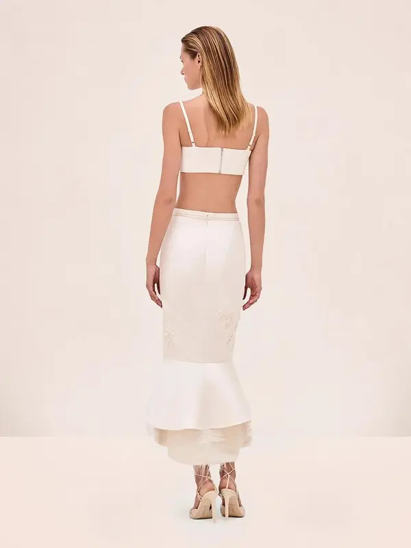Alexis Kiernan Embroidered Flared Midi Skirt
